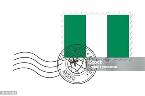 나이지리아 우표 흰색 배경에 고립된 나이지리아 국기를 가진 엽서 벡터 그림입니다 고무도장에 대한 스톡 벡터 아트 및 기타 이미지 고무도장 국기 기 Istock