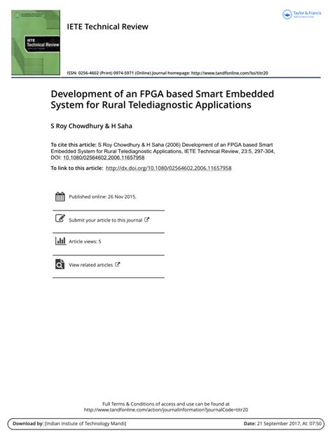 Pdf Development Of An Fpga Based Smart Embedded System For Rural Telediagnostic Applications