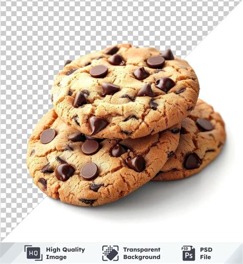 초콜릿 쿠키가 투명한 배경에 고립되어 전면에 그림자가 있습니다 프리미엄 Ai 생성 Psd