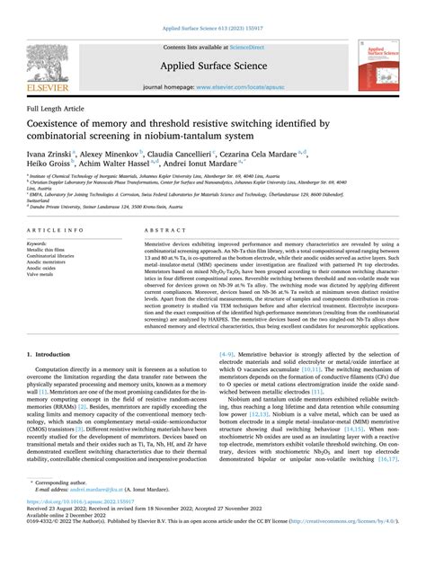 Pdf Coexistence Of Memory And Threshold Resistive Switching