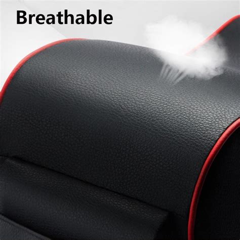 Луксозен кожен подлакътник за кола с джоб за телефон черна и бежова качествена кожа