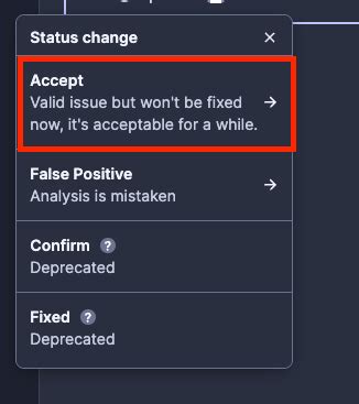Sonarqube Sonarcloud Sonar Warning Accept Button Valid Issue