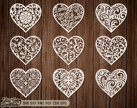 Heart Svg Set Valentines Cut Files Hearts Laser Cut Cricut 9 Heart