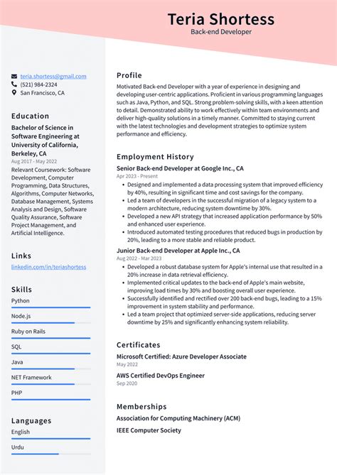 IBM Back End Developer Resume Examples ResumeCat