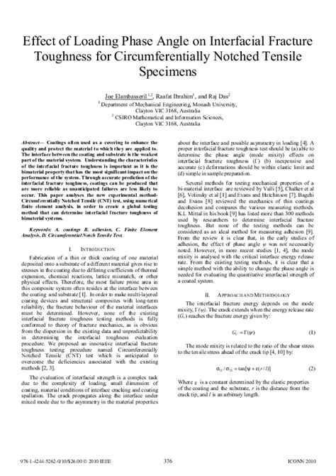 Pdf Effect Of Loading Phase Angle On Interfacial Fracture Toughness