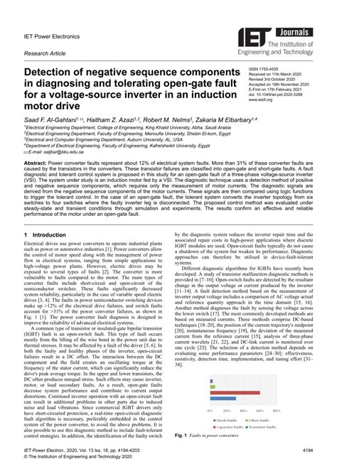 Pdf Detection Of Negative Sequence Components In Diagnosing And