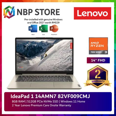 Lenovo IdeaPad AMN VF CMJ FHD Laptop Sand Ryzen U GB GB SSD ATI W