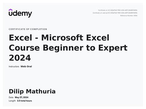 completed microsoft excel course on udemy dilip mathuria posted on the topic linkedin