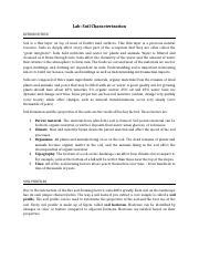 Lab 5 Soil Lab Worksheet Docx Lab Soil Characterization INTRODUCTION Soil Is A Thin Layer On