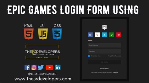 Epic Games Login Form With Validation Using Html Css And Jquery Thesrdevelopers Webdesign Css