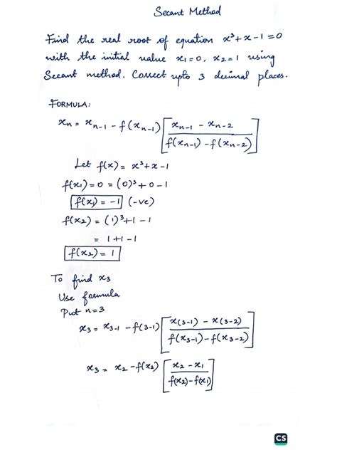 secant method problem pdf