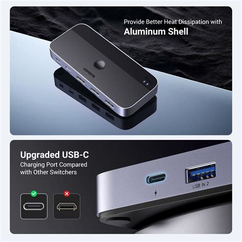 Ugreen Usb 3 0 Switch 2 Computers Sharing Usb C And A Devices