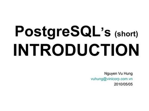 Postgre Sql Unleashed Ppt