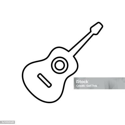 클래식 어쿠스틱 기타 벡터 삽화 흰색 바탕에 클래식 기타의 실루엣 악기 악기 최소 평면 아이콘입니다 모든 플랫폼 또는 목적을 위해 액션 프로모션 광고 개념에 대한 스톡 벡터
