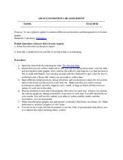 Exploring Acceleration Through Physics Applet Lab Assignment Course Hero