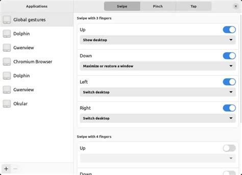 how to enable 3 and 4 finger touchpad gestures in linux mint 21 20