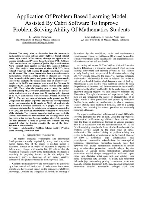 Pdf Application Of Problem Based Learning Model Assisted By Cabri