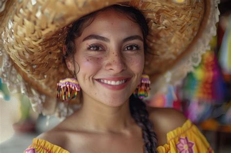 Premium Photo Portrait Of Mexican Latin Woman Young Happy Girl In