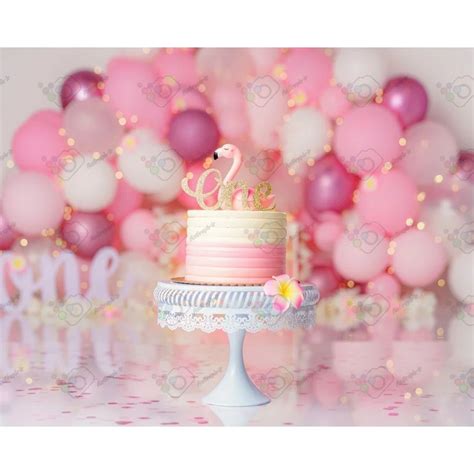 دانلود رایگان بک دراپ تولد یک سالگی تم فلامینگو کد 35612 عکس گراف