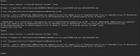 assertion `cond andand duplicate file name failed error nachricht problems transport