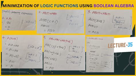 Minimization Of Logic Functions Using Theoremssimplification Of Boolean Expressions Using