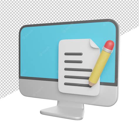 Premium Psd Copywriting Content Strategy A Computer Monitor With A Pencil And A Blue Screen