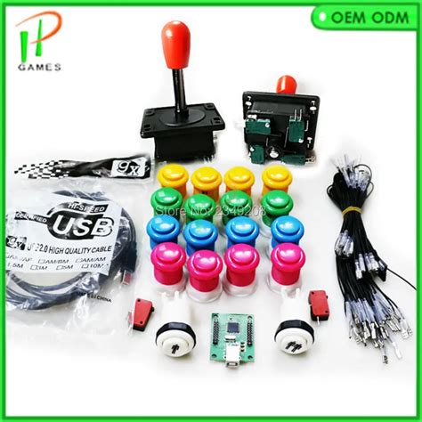 DIY Arcade Parts Bundles Kit With Spain Style Joystick 1P 2P Push Button Microswitch 2 Player