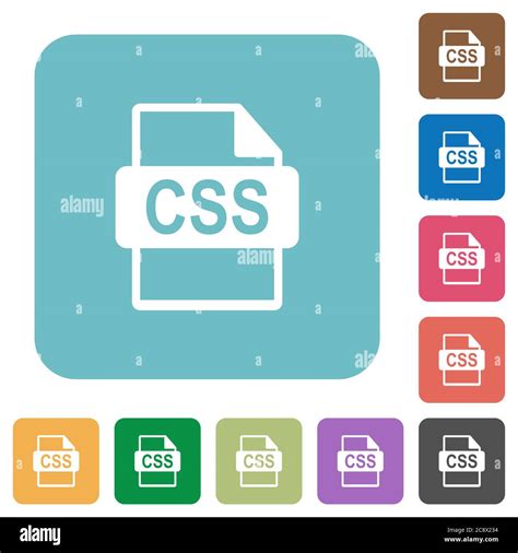 Flat CSS File Format Icons On Rounded Square Color Backgrounds Stock Vector Image Art Alamy