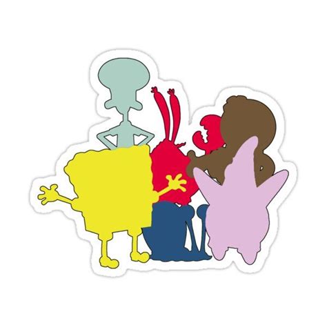 Spongebob Cast Silhouette Sticker For Sale By Nesominas Spongebob It Cast Vinyl Sticker