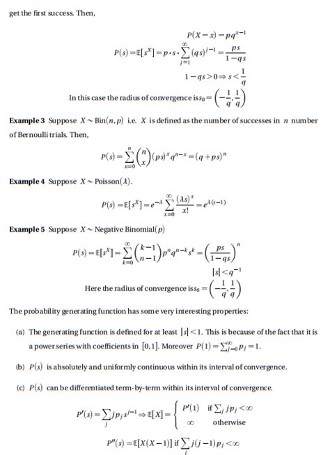 Probability Generating Functions Probability I