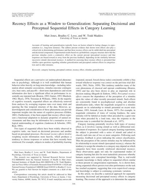 Pdf Recency Effects As A Window To Generalization Separating Matt