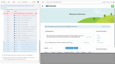 Review Flaky E2e Tests For Side Navigation · Issue 5966 · Rancher
