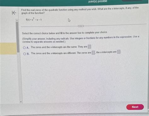 Solved Find The Real Zeros Of The Quadratic Function Using