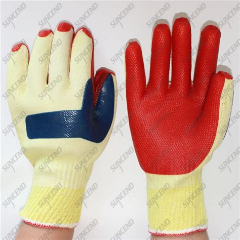 Double Laminated Blue Orange Rubber Coated Construction Gloves