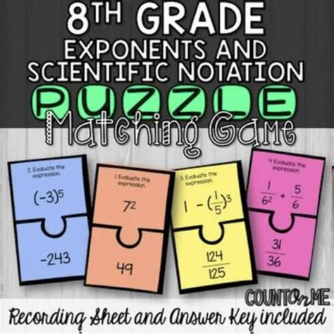Exponents And Scientific Notation Matching Game By Thriving Teacher Inc