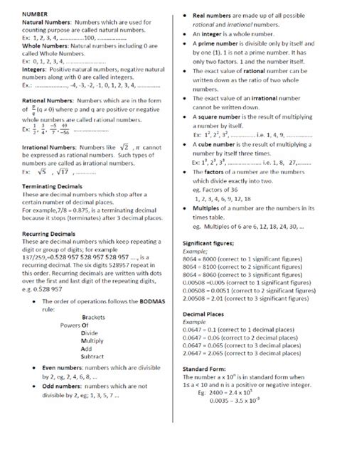 Igcse 0580 Formula Cheat Sheet Pdf
