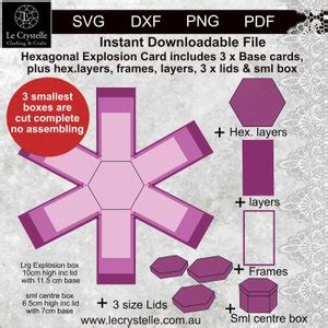 Hexagon Explosion Box SVG File Jumbocombo Mega Explosion Box Hexagon Box Template Hexagonal