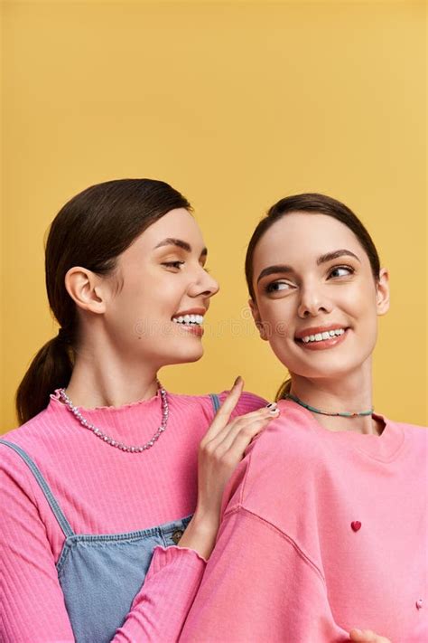 Beautiful Twins Share A Moment Of Stock Image Image Of Friendship