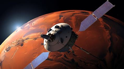 Premium Photo A Mars Rover And A Helicopter Drone Are Examining The