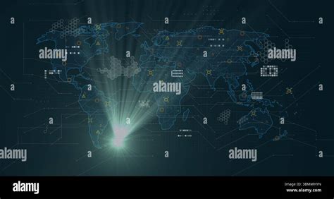 Displaying World Map On Interface Showing Hexagon Grids Circular Data