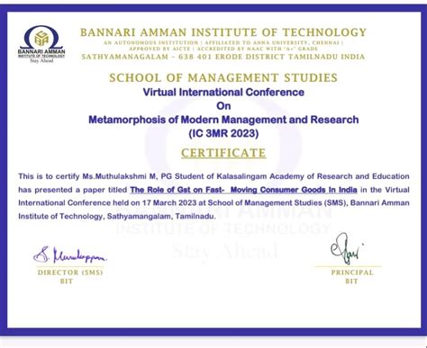 Muthulakshmi M On Linkedin Presented Research Paper Entitled The Role Of Gst On Fast Moving