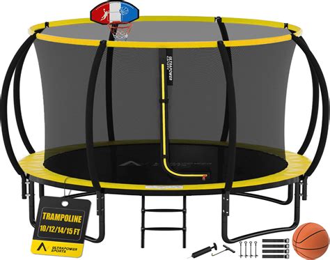 Ultrapower 14ft 15ft Trampoline With Enclosure Basketball Hoop Ladder