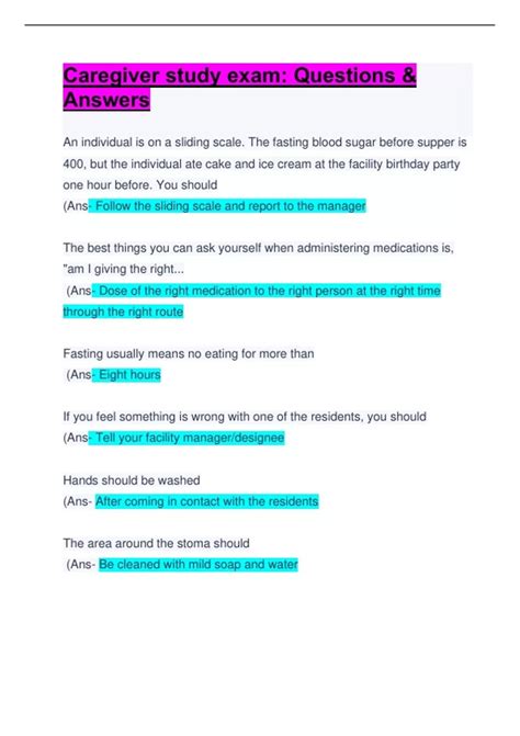 Caregiver Exam Caregiver Exam Az Caregiver Practice Test Caregiver Exam State Practice Exam