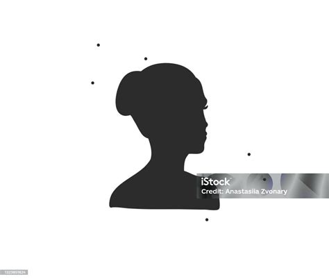 로고 요소가 있는 핸드 드링크 벡터 추상 스톡 플랫 그래픽 일러스트 심플한 스타일로 뷰티 여성 얼굴의 보헤미안 아트 아이콘 실루엣 흰색 배경 여성용 로고 검은색에 대한 스톡