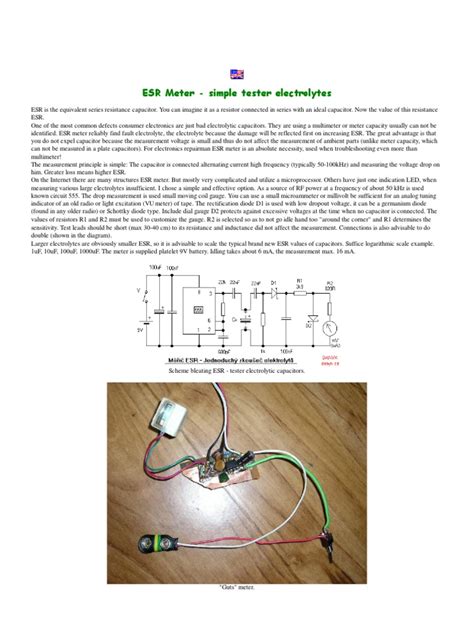 Simple Esr Meter Pdf Capacitor Diode