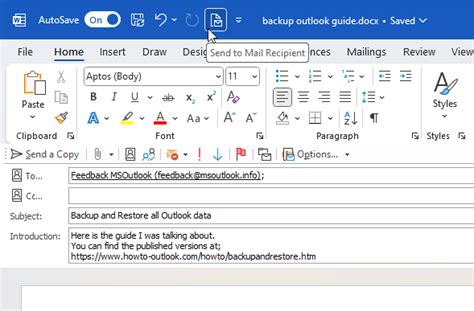 how to embed an email in word image to u