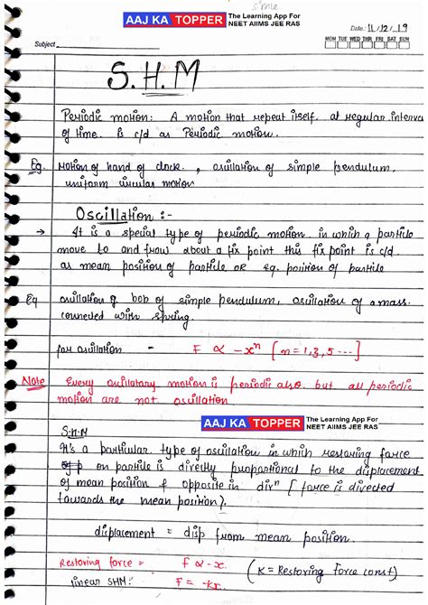 SOLUTION Simple Harmonic Motion Notes English Studypool