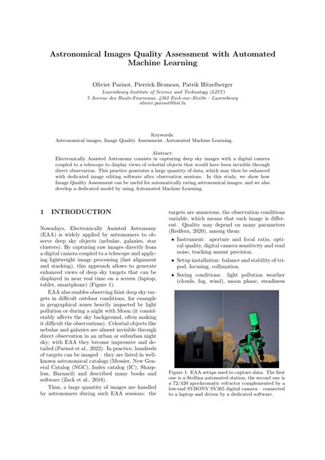 Pdf Astronomical Images Quality Assessment With Automated Machine