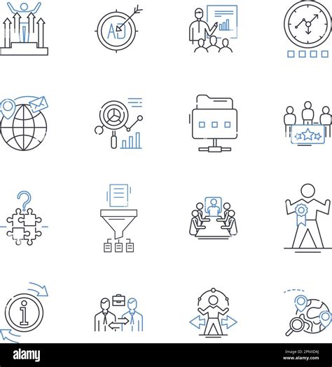 Corporation Progression Line Icons Collection Growth Expansion