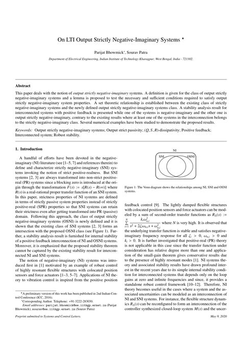 Pdf On Lti Output Strictly Negative Imaginary Systems